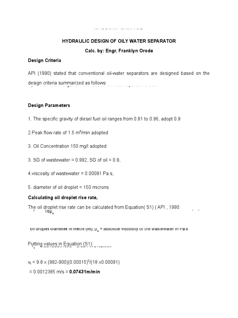 OWS Hydraulic Design | PDF | Chemical Engineering | Liquids