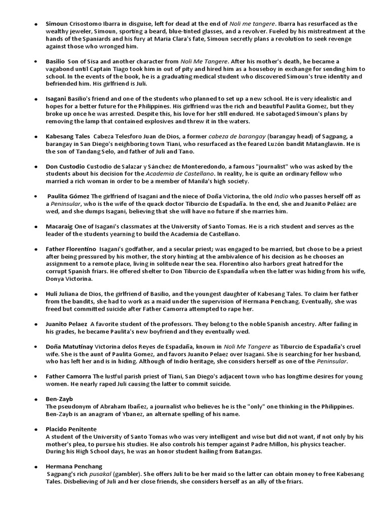 El Fili Characters | PDF | Spanish Language Literature | Philippines