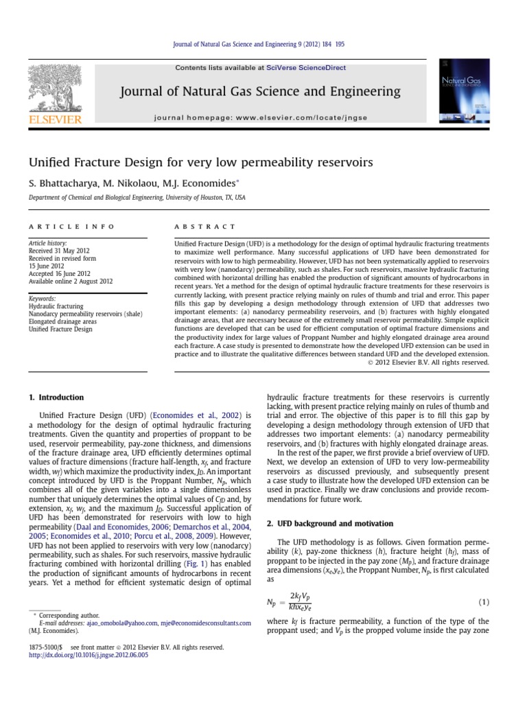 Journal of Natural Gas Science and Engineering: S. Bhattacharya, M ...