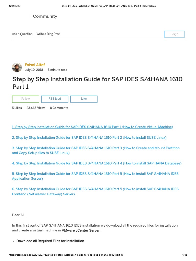Step by Step Installation Guide For SAP IDES S - 4HANA 1610 Part 1 ...