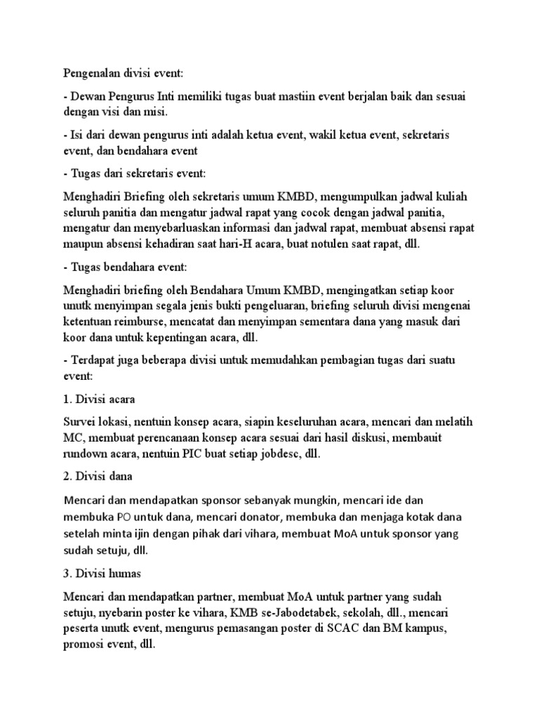 Pengenalan Divisi Event | PDF