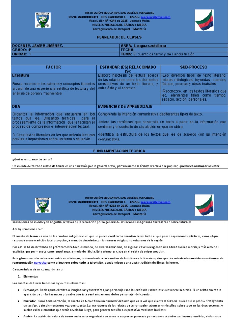 El Cuento de Terror y de Ciencia Ficción | PDF | Ficción de terror ...