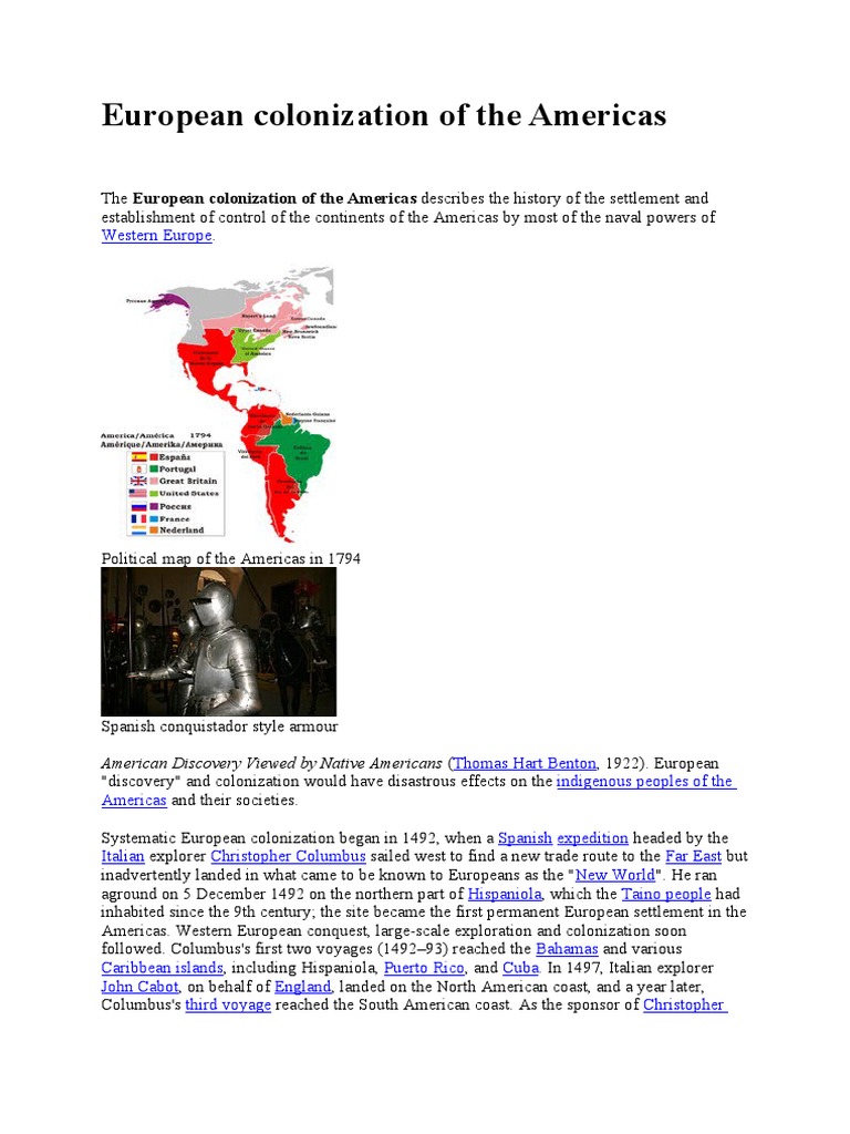 European Colonization of The Americas | PDF | European Colonization Of ...