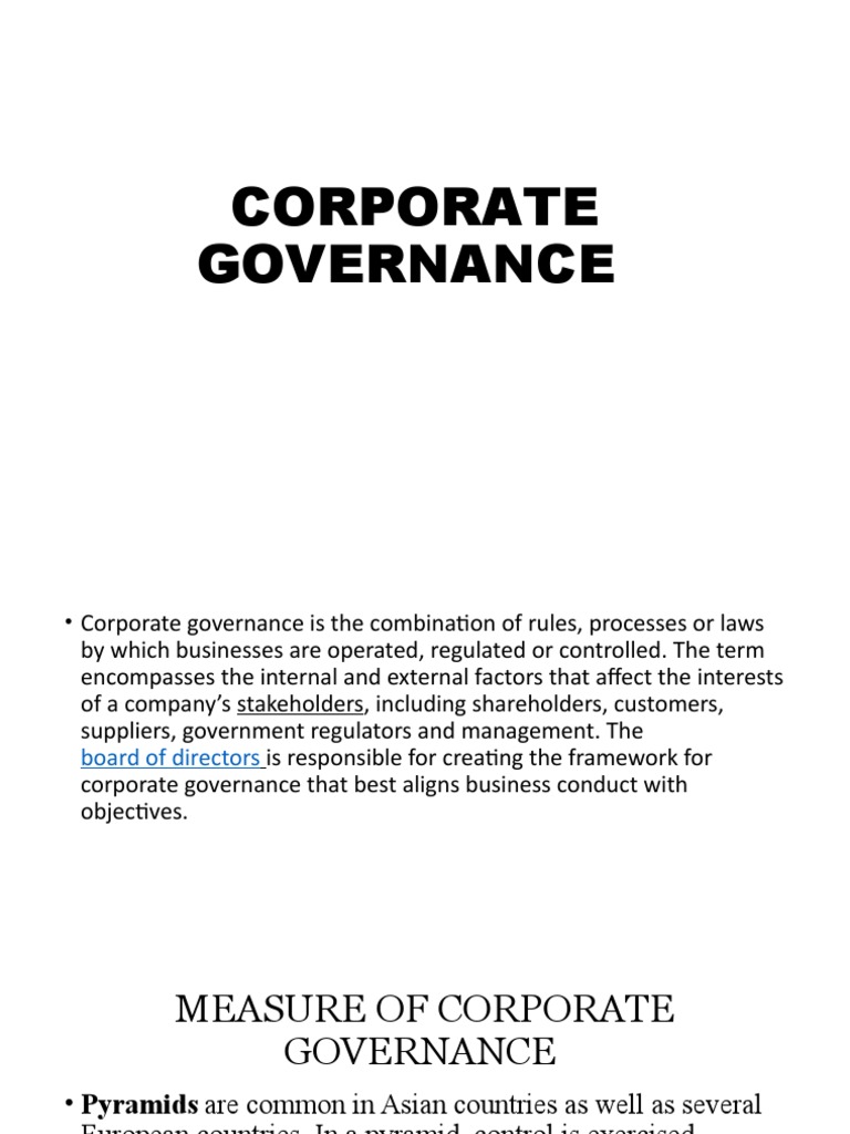 Corporate Governance | PDF | Corporate Governance | Stocks