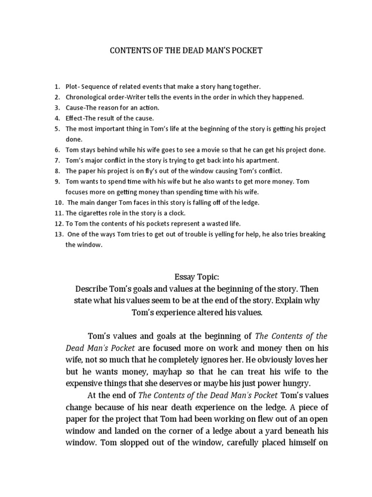 Contents of The Dead Man | PDF