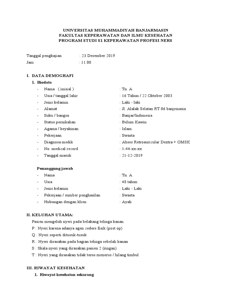 Askep Abses Retroauricular | PDF