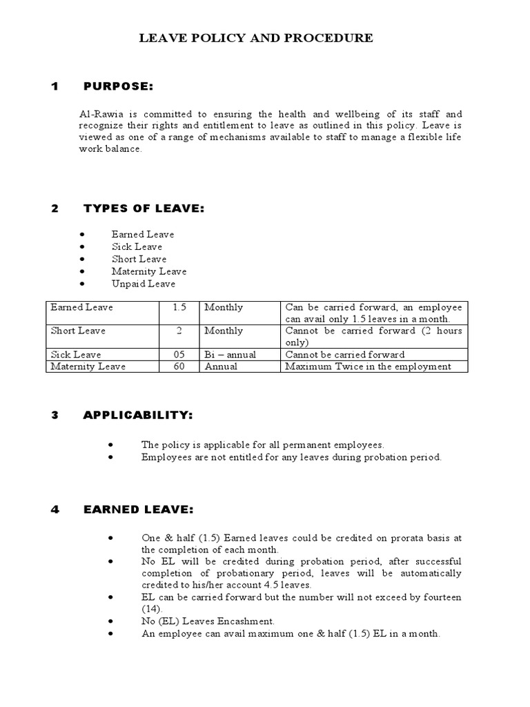 Leave Policy (Detailed) | PDF | Sick Leave | Parental Leave