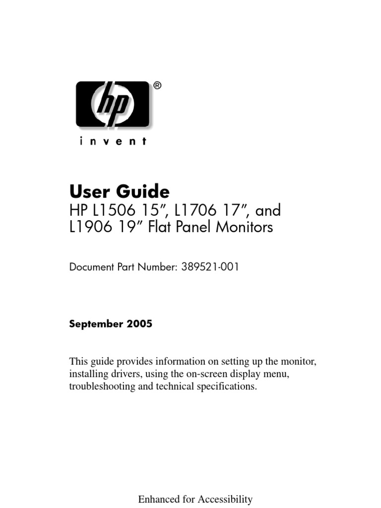 HP l1506 Px848a9aba Userguide | PDF | Computer Monitor | Menu (Computing)