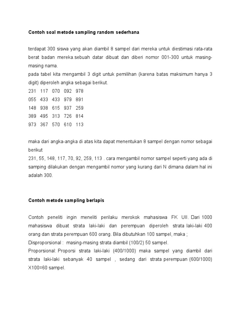 Contoh Soal Metode Sampling Acak | PDF