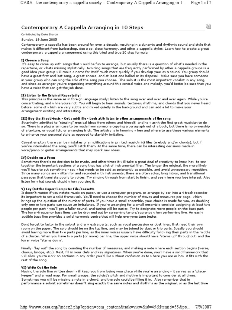 10 Steps to A Cappella Arranging | PDF | Sheet Music | Rhythm