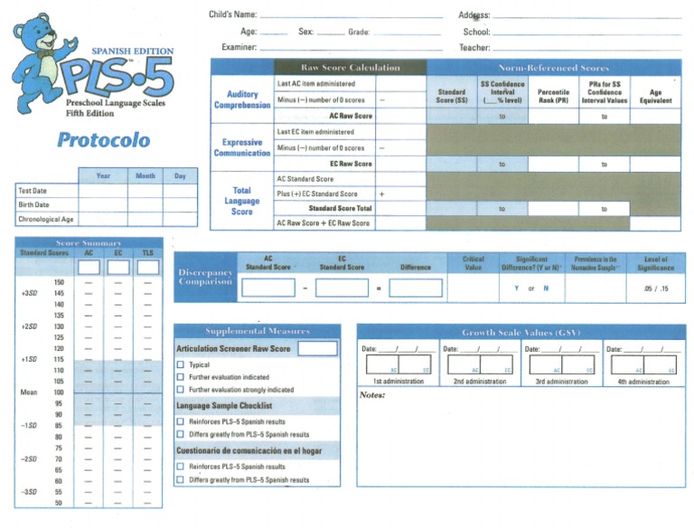 PLS5 - Protocolo Puntajes | PDF