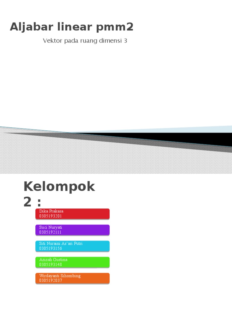 Aljabar Linier PMM2 Kelompok 2 Vektor Ruang Dimensi 3 | PDF