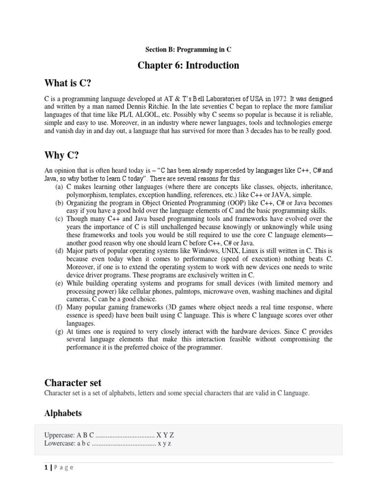 Chapter 6 Introduction What Is C Section B Programming In C Pdf Integer Computer 