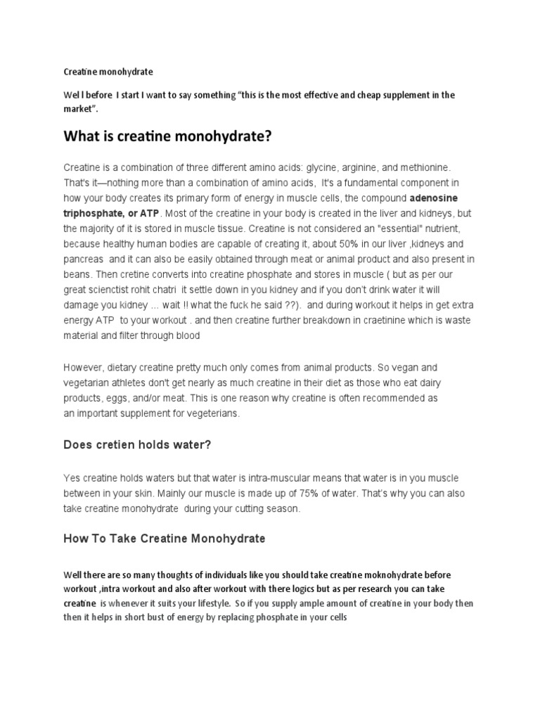 Creatine Monohydrate | PDF