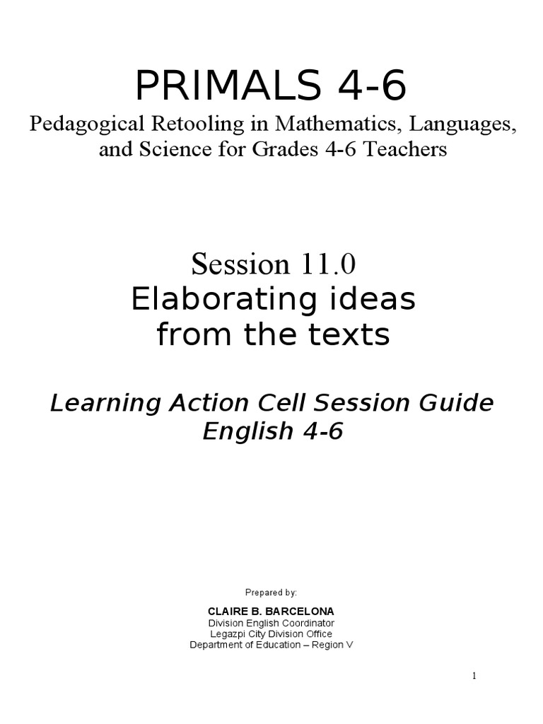 Elaborating Ideas From The Text | PDF | Teachers | Curriculum