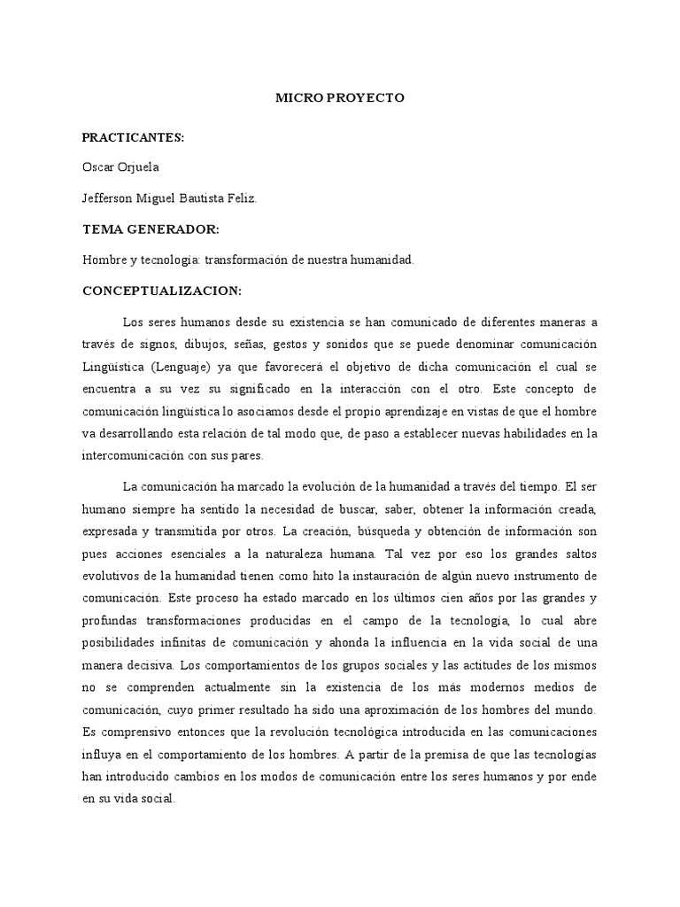MicroProyecto General | PDF | Comunicación | Tecnología de información y comunicaciones