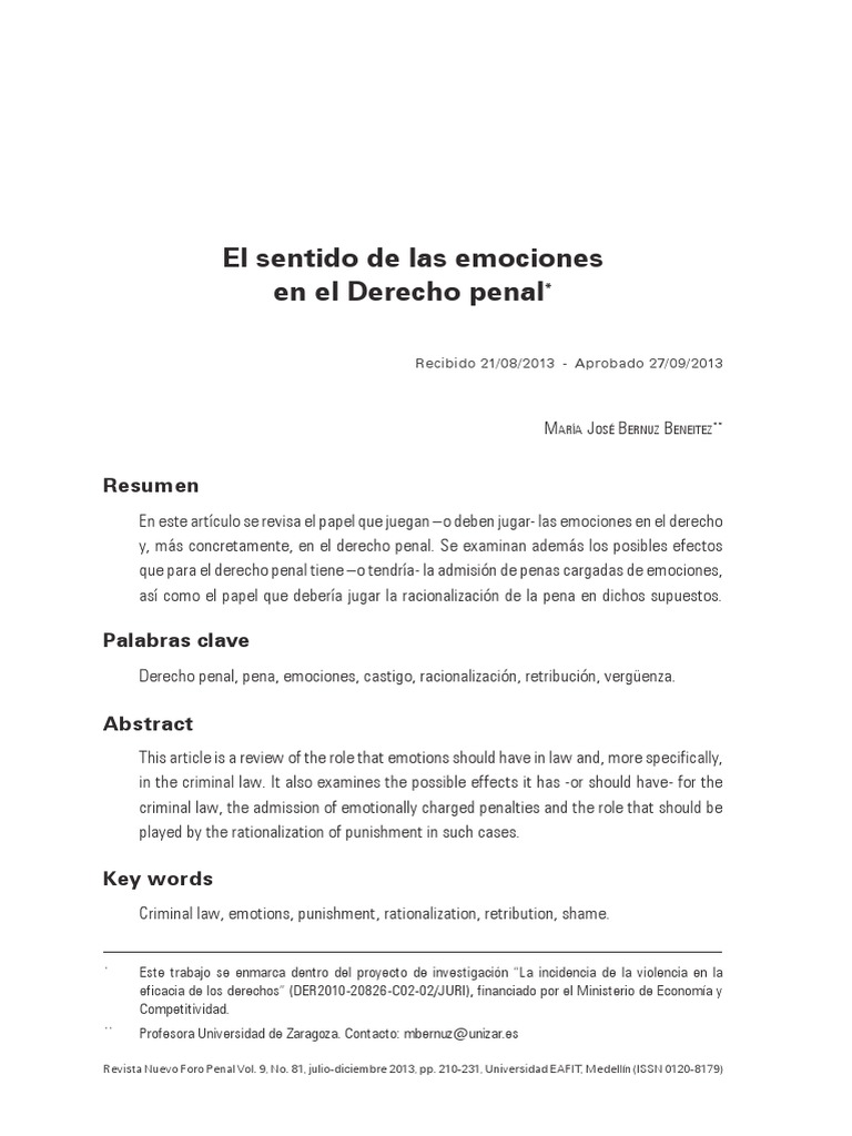 Dialnet-ElSentidoDeLasEmocionesEnElDerechoPenal-4608213 Integrativo PDF ...