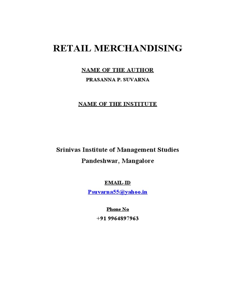 A Report On Retail Merchandising | PDF | Retail | Inventory