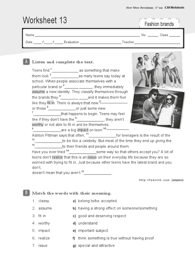 Worksheet 13: Fashion Brands | PDF