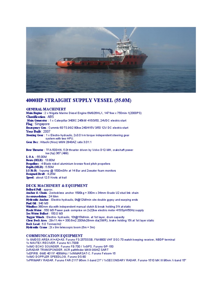 4000hp Straight Supply Vessel | PDF