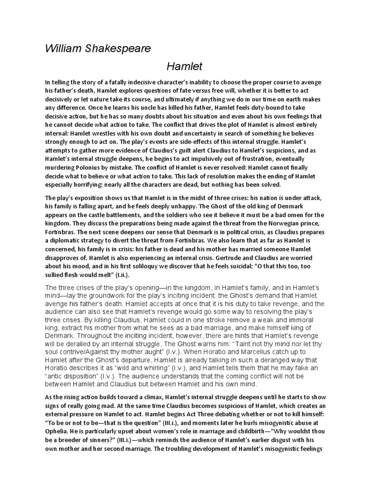 Hamlet Explores Fate vs Free Will in a Tragic Struggle | PDF | Hamlet ...