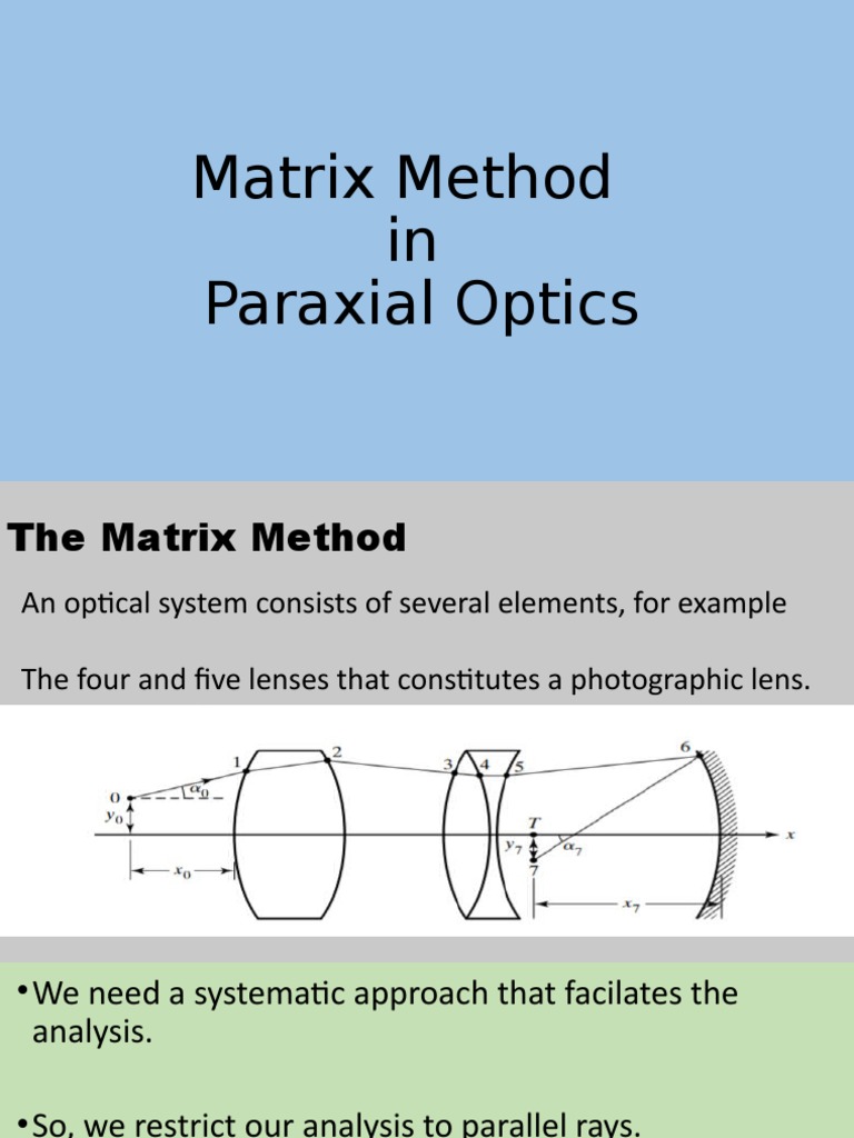 Matrix Method in Parallel Optics | PDF | Optics | Refraction
