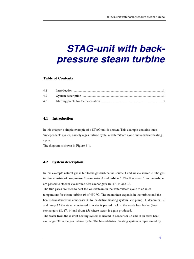 STAG-unit With Back-Pressure Steam Turbine | PDF | Steam | Turbine