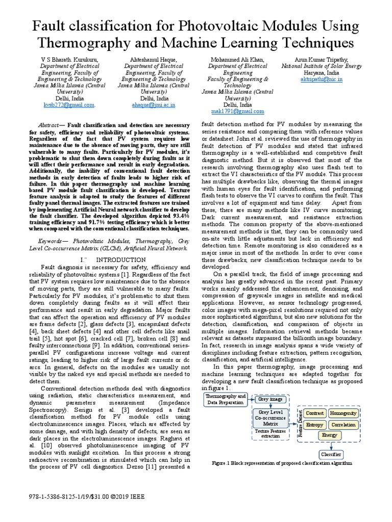 Fault Classification For Photovoltaic Modules Using Thermography and ...