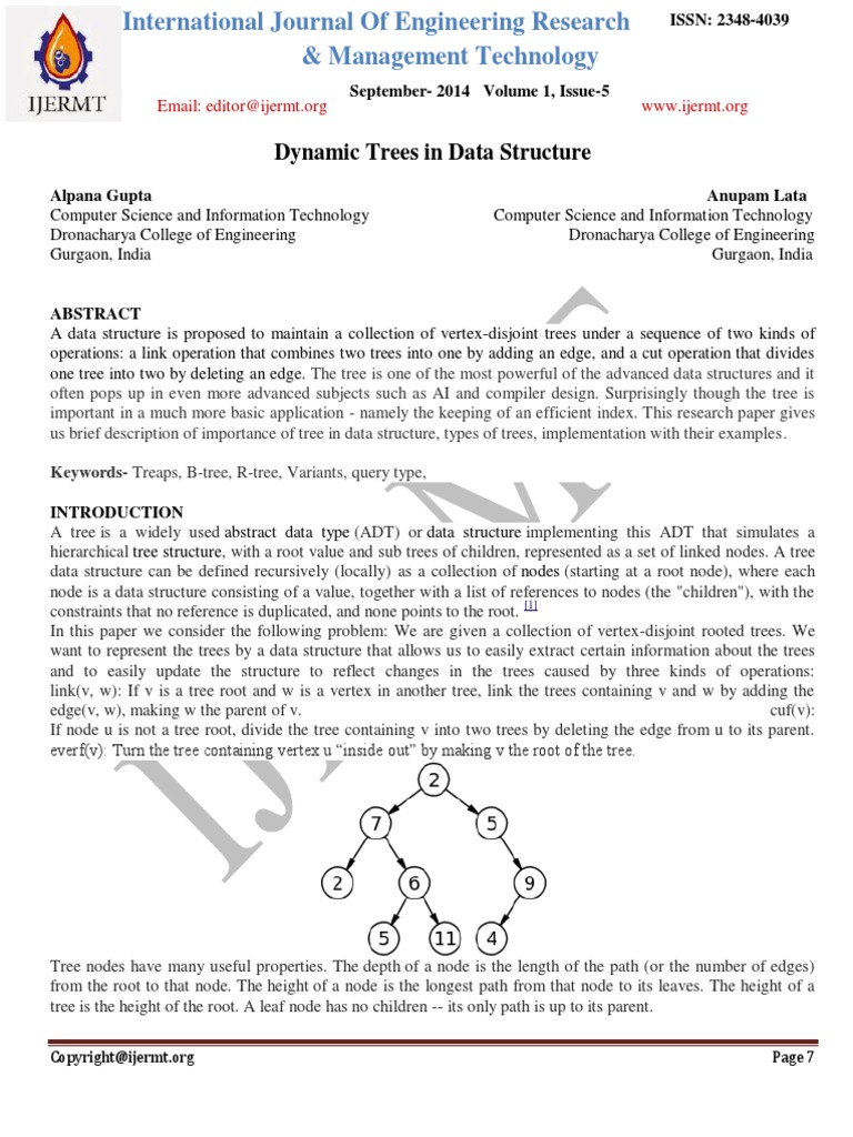 Dynamic Trees in Data Structure PDF | Download Free PDF | Discrete Mathematics | Computer ...