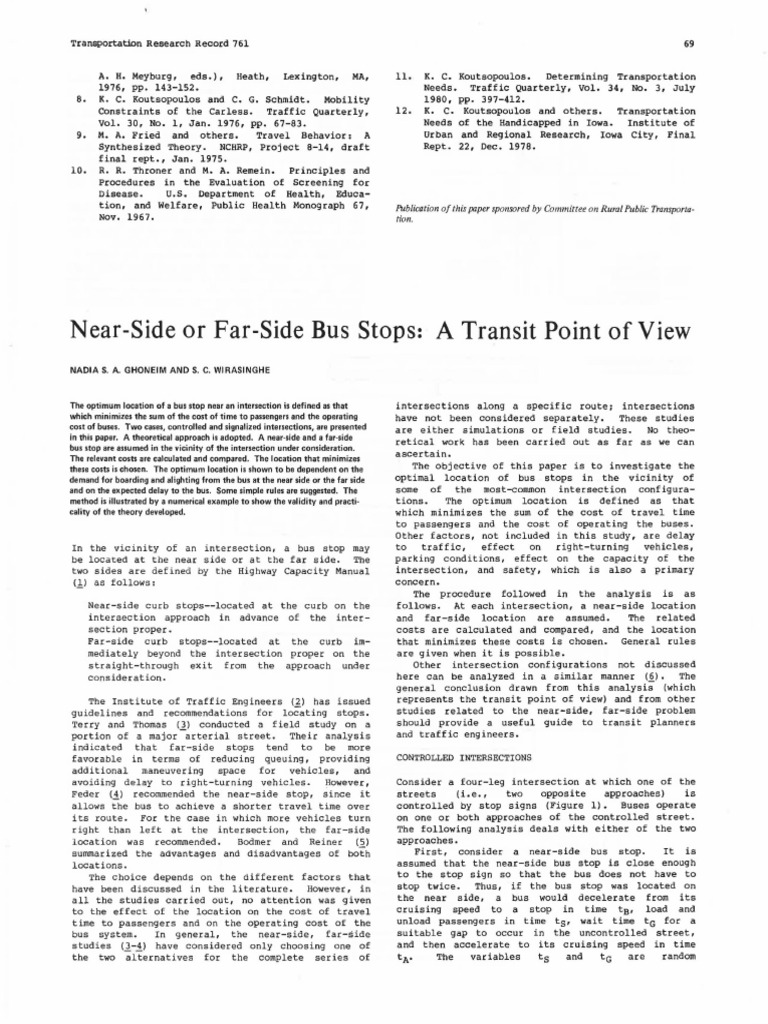 Near-Side or Far-Side Bus Stops: A Transit Point of View | PDF | Public ...