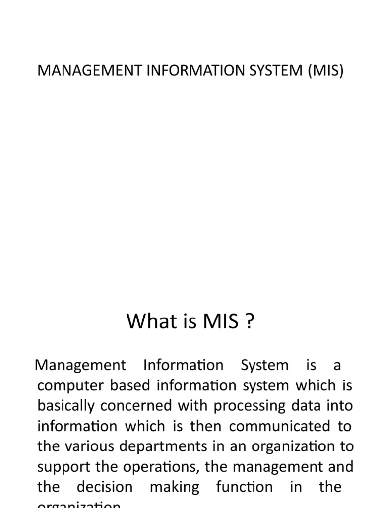 Management Information System (Mis) | PDF | Management Information ...