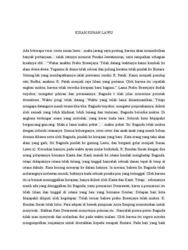 Kisah Sunan Lawu | PDF | Sejarah | Agama & Spiritualitas