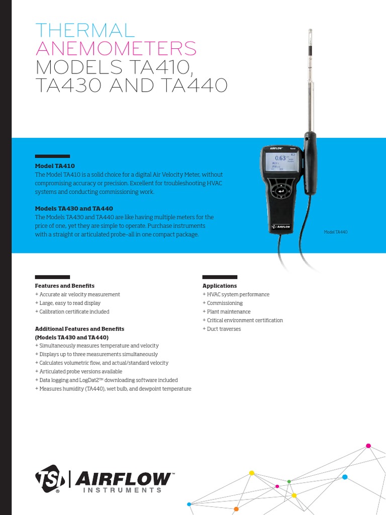 Models Ta410, TA430 AND TA440: Anemometers | PDF | Accuracy And ...