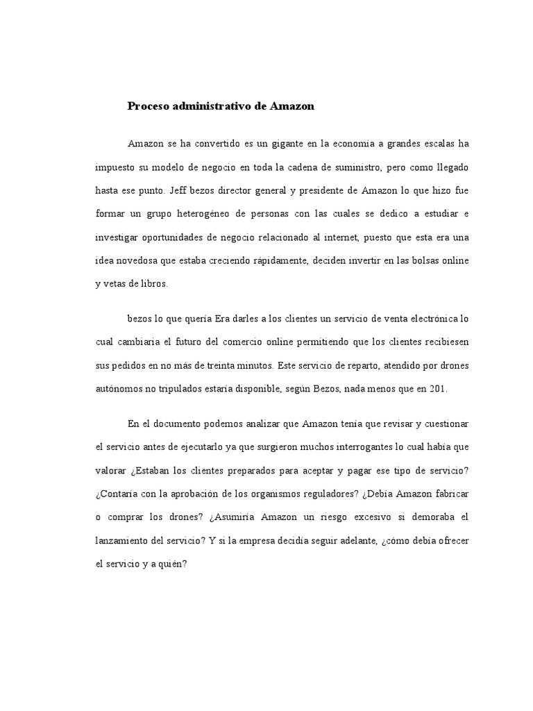 Proceso Administrativo de Amazon | PDF | Computación en la nube ...