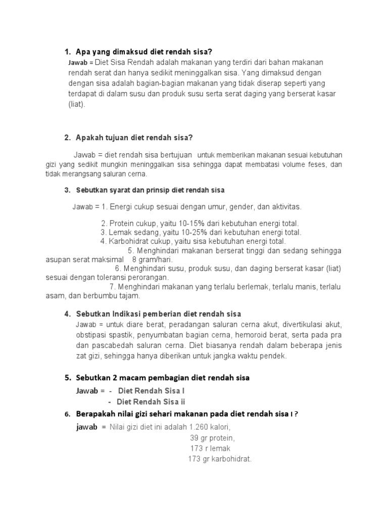Diet Rendah Sisa (Bella) | PDF