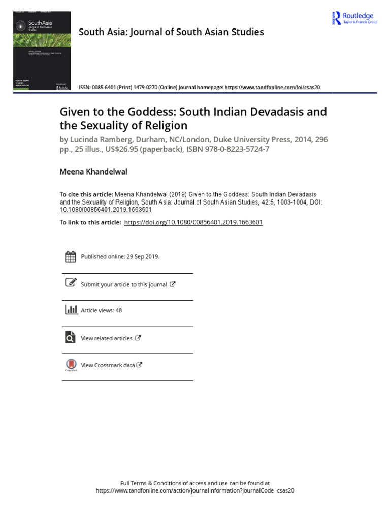 Given To The Goddess South Indian Devadasi PDF | PDF | Kinship | Dalit