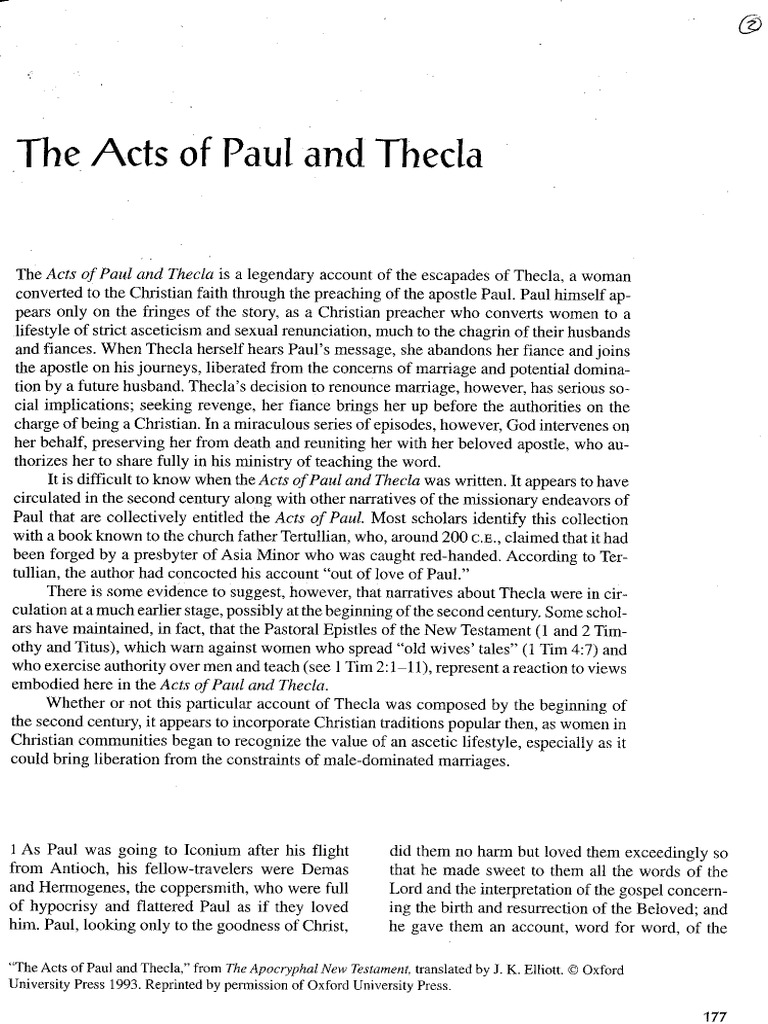 The Acts of Paul and Thecla PDF | PDF