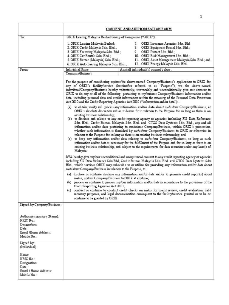 2) Customer's Consent Form | PDF | Credit Bureau | Government Information