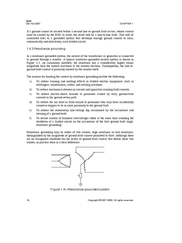 1.4.3 Resistance Grounding: Ieee STD 142-2007 | PDF