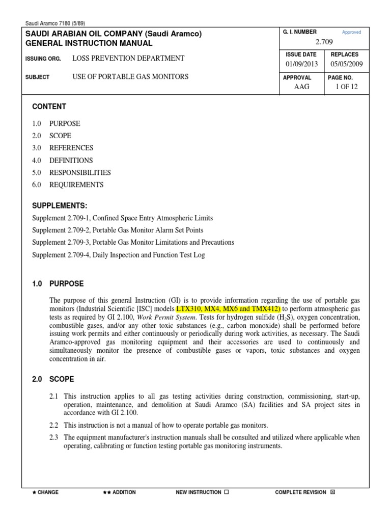 Saudi Arabian Oil Company (Saudi Aramco) General Instruction Manual ...