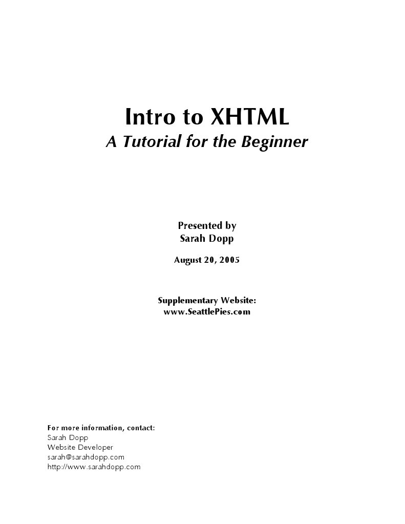 Dopp Xhtml Tutorial Pdf Html Html Element