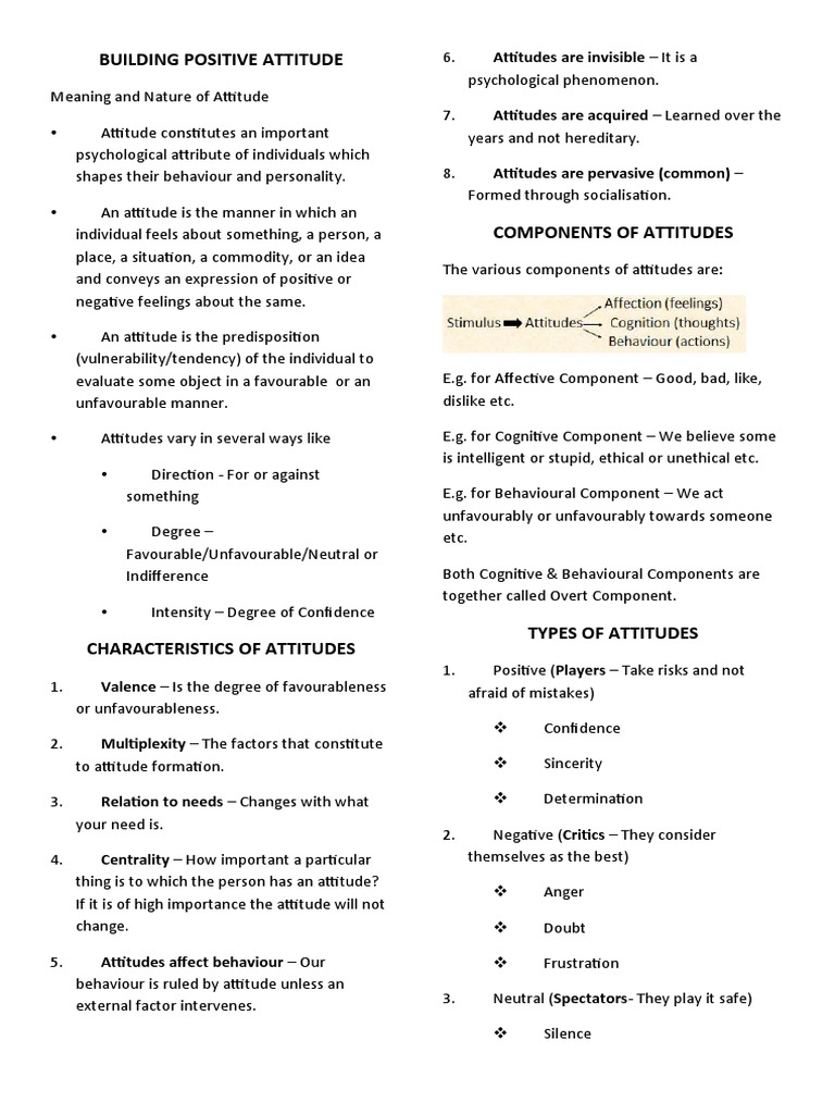 Building Positive Attitude | PDF | Attitude (Psychology) | Affect ...