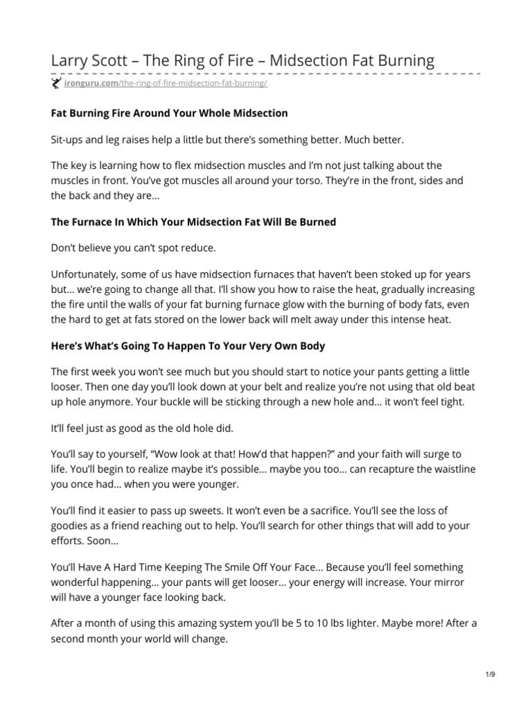 Larry Scott The Ring of Fire Midsection Fat Burning | PDF | Abdomen ...