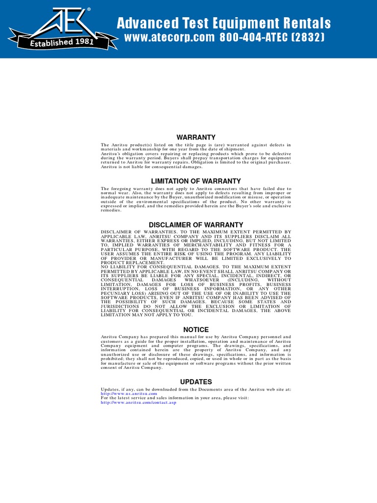 Advanced Test Equipment Rentals: Established 1981 | PDF | Electrical ...