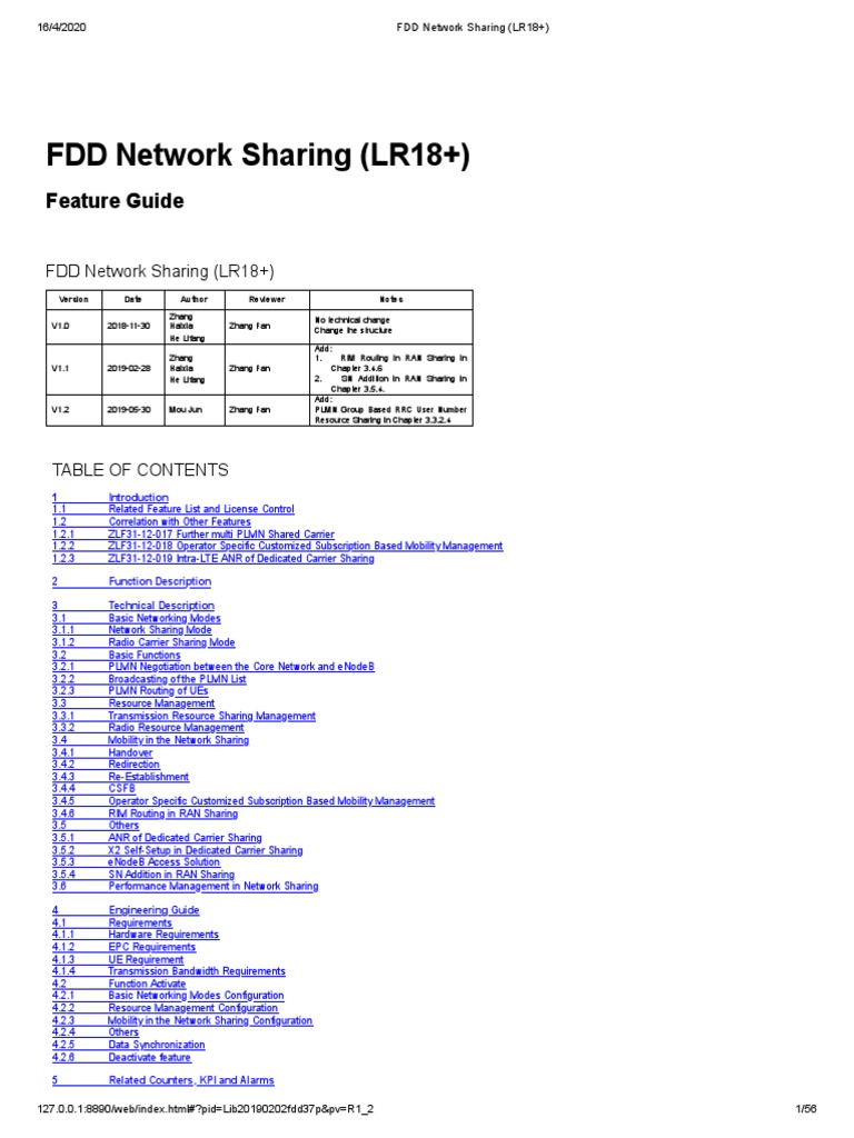 FDD Network Sharing ZTE eReader-Browse | PDF | Computer Network | Radio