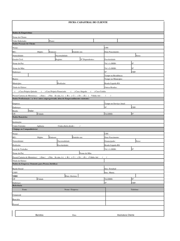 Ficha-Cliente | Economias | Negócios