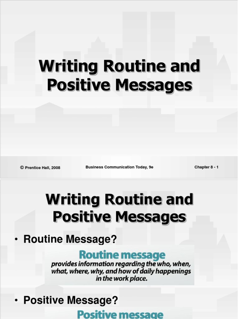 Writing Routine and Positive Messages: Prentice Hall, 2008 Business ...