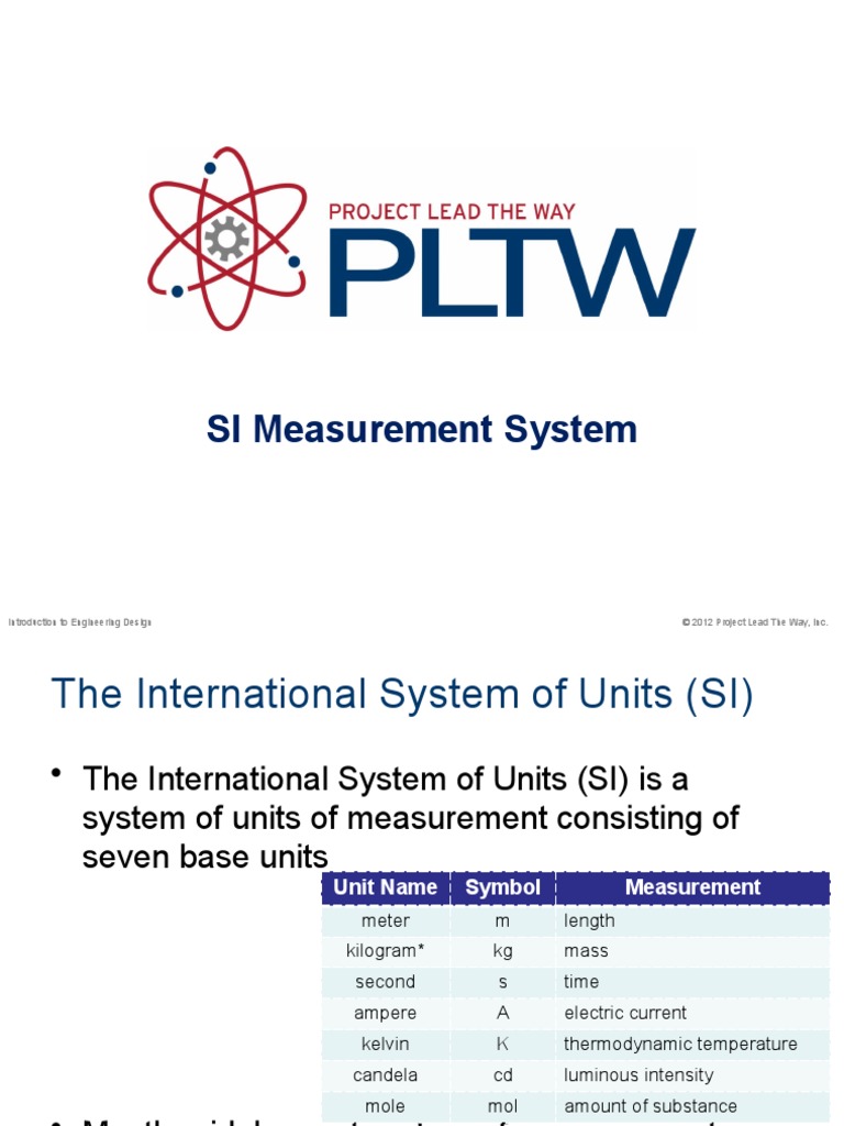 SI Measurement System: © 2012 Project Lead The Way, Inc. Introduction ...