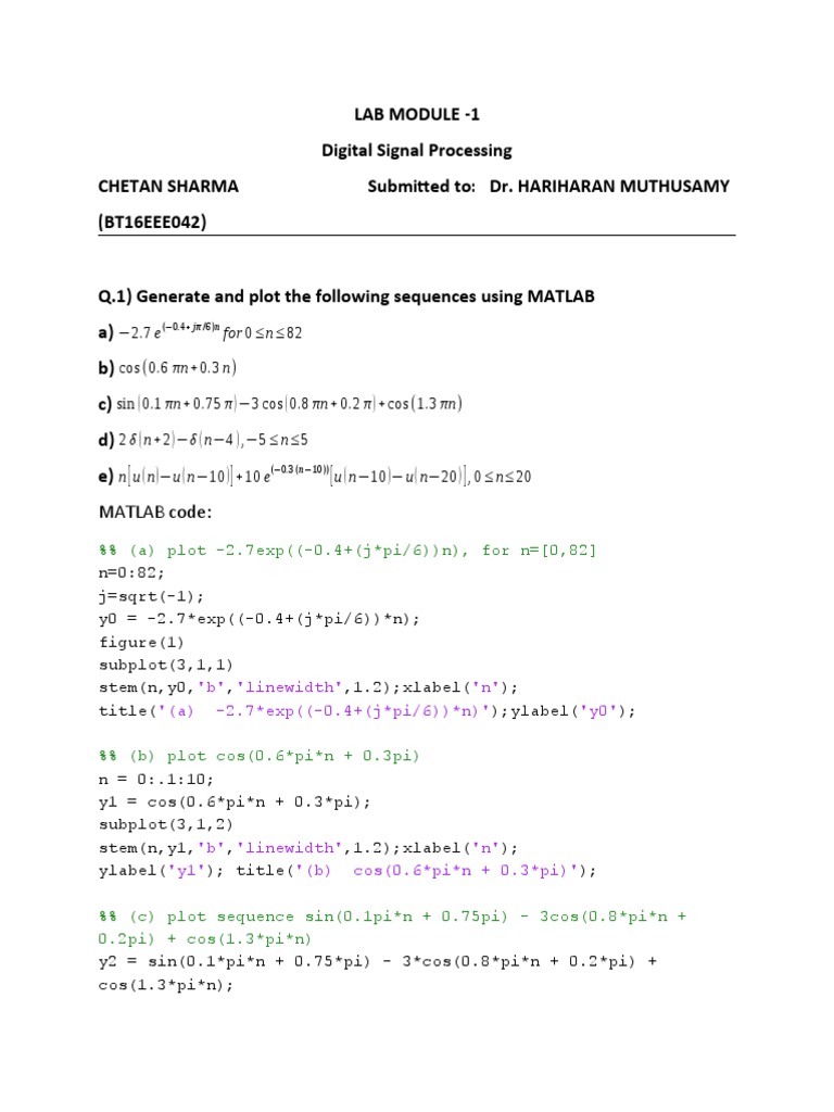 Assignment DSP 1 | PDF | Mean Squared Error | Function (Mathematics)