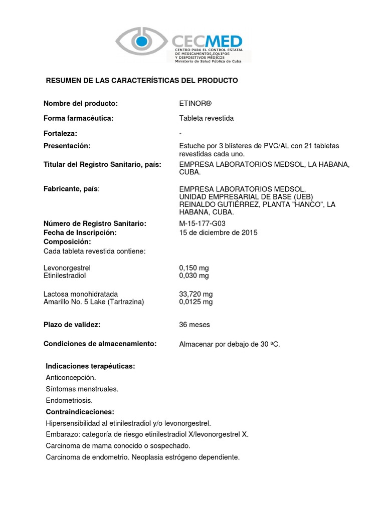 m15177g03 Etinor | PDF | Hormona | El embarazo